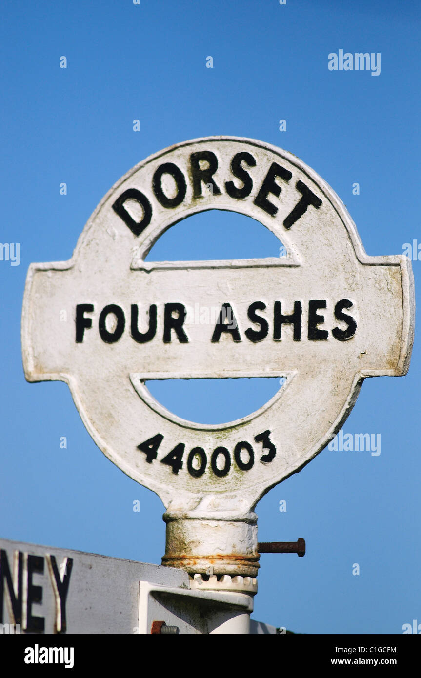 A traditional finger post number 440003, made of wood and iron in ...