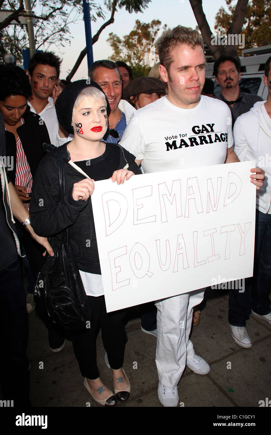 Kelly Osbourne And Perez Hilton Celebrities Participate In A March