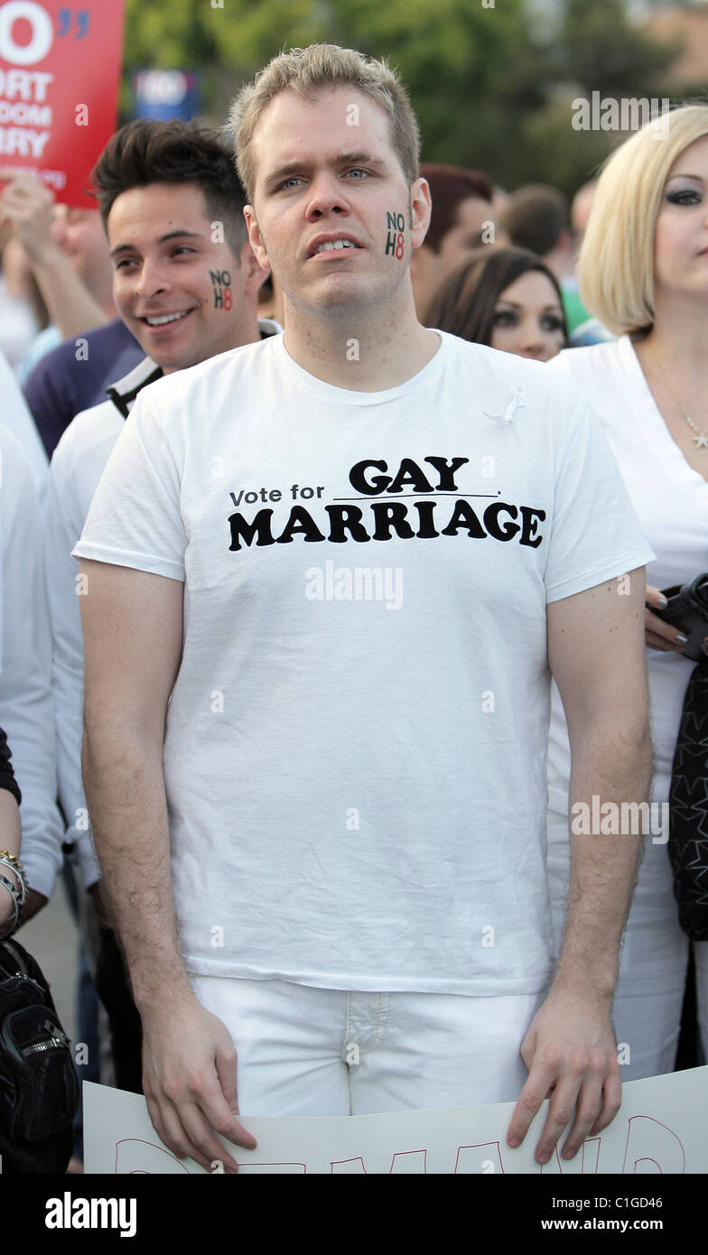 Perez Hilton Celebrities Participate In A March Against Proposition 8