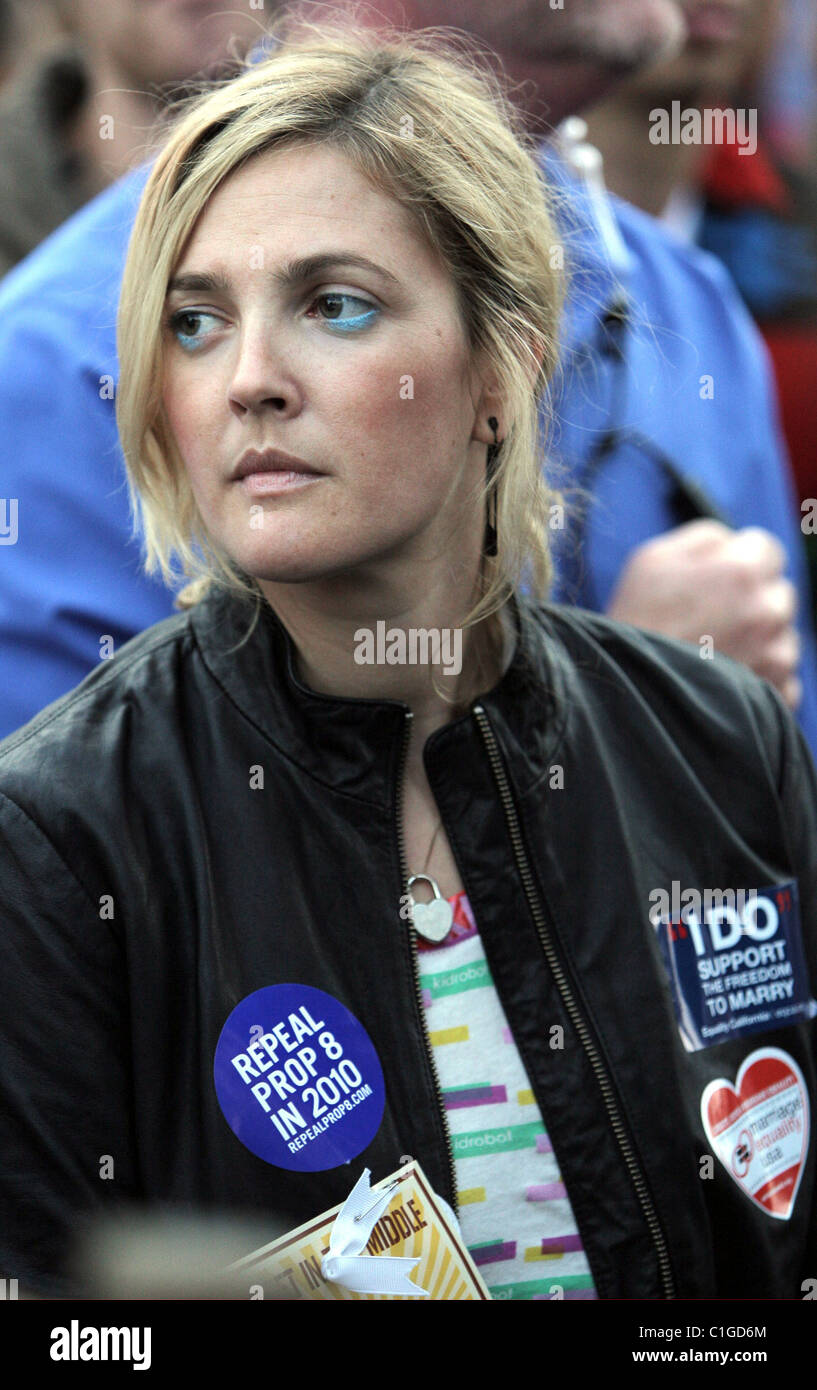 Drew Barrymore Celebrities Participate In A March Against Proposition 8