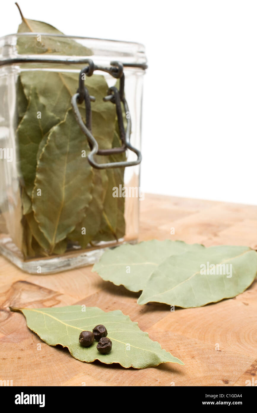 Bay leaves jar hi-res stock photography and images - Alamy