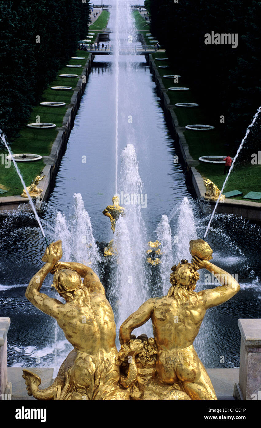 Russia, Peterhof (Petrodvorets), Great Cascade Stock Photo - Alamy