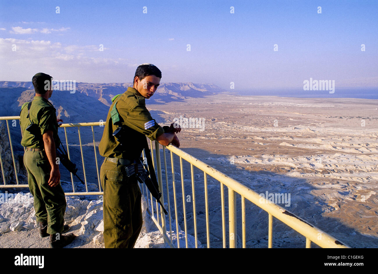 Israel, Israeli soldiers visiting the site of the ancient Masada ...