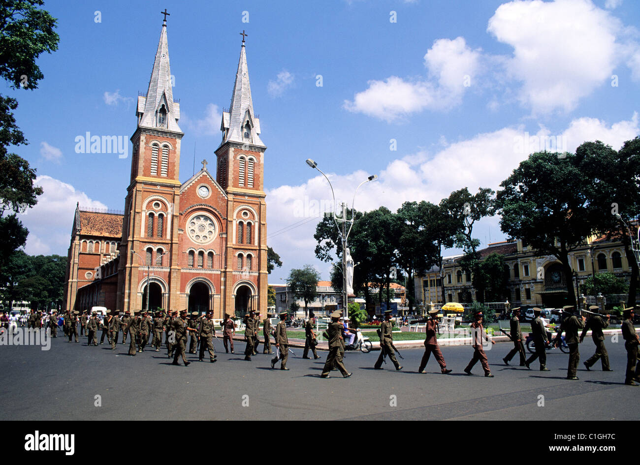 Vietnam, Saigon (Ho-Chi-Minh city), military parade in front of Notre ...