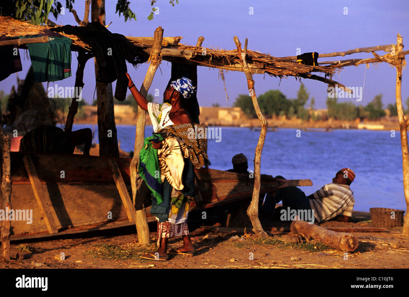 Mali, village of bozo ethnic group living on the banks of the Niger ...