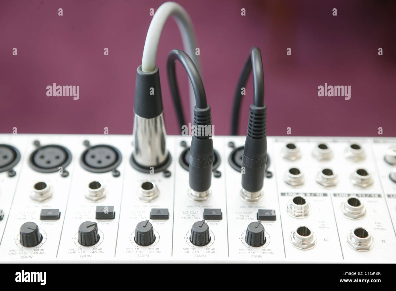 Sound producer mixer. Faders of channels and regulators Stock Photo - Alamy