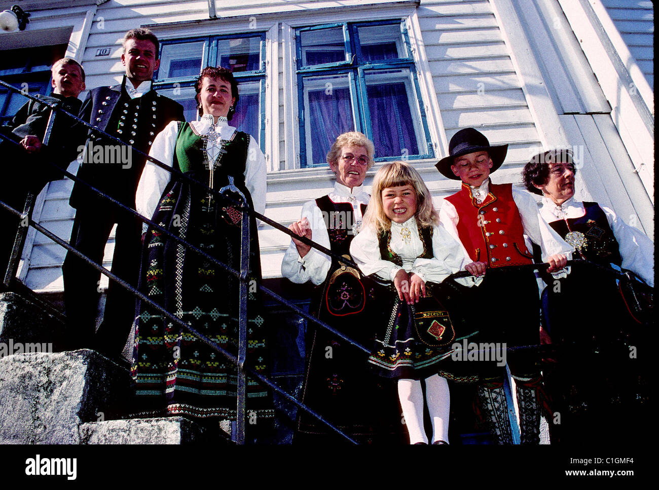 Norway, Bergen (West Fjords region), traditional norvegian costumes on ...