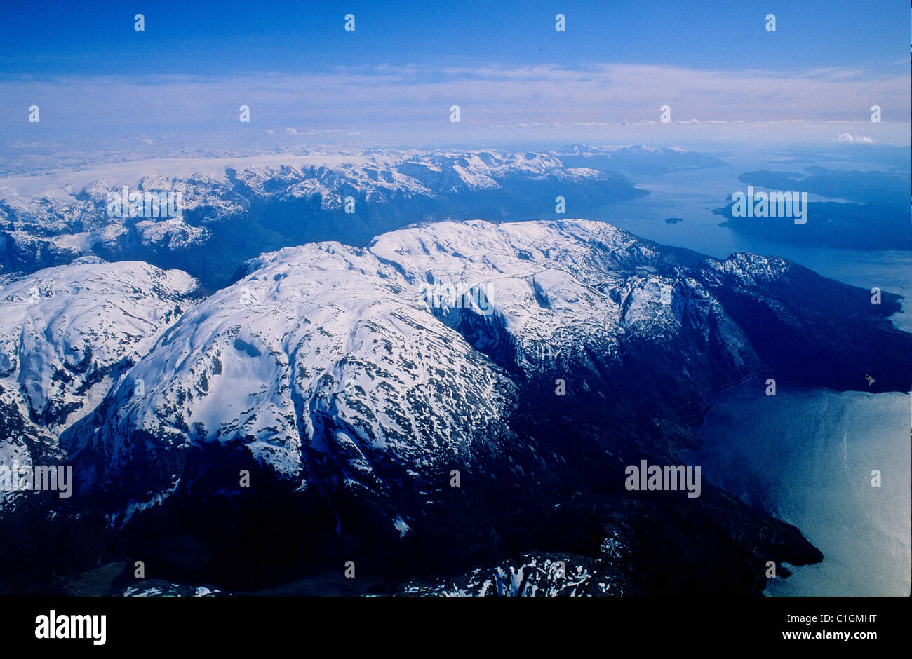 Flying over the hardanger fjord in spring hi-res stock photography and ...