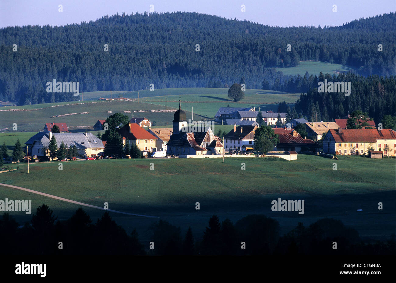 France, Doubs, Haut Jura natural regional park, village of La Chapelle ...
