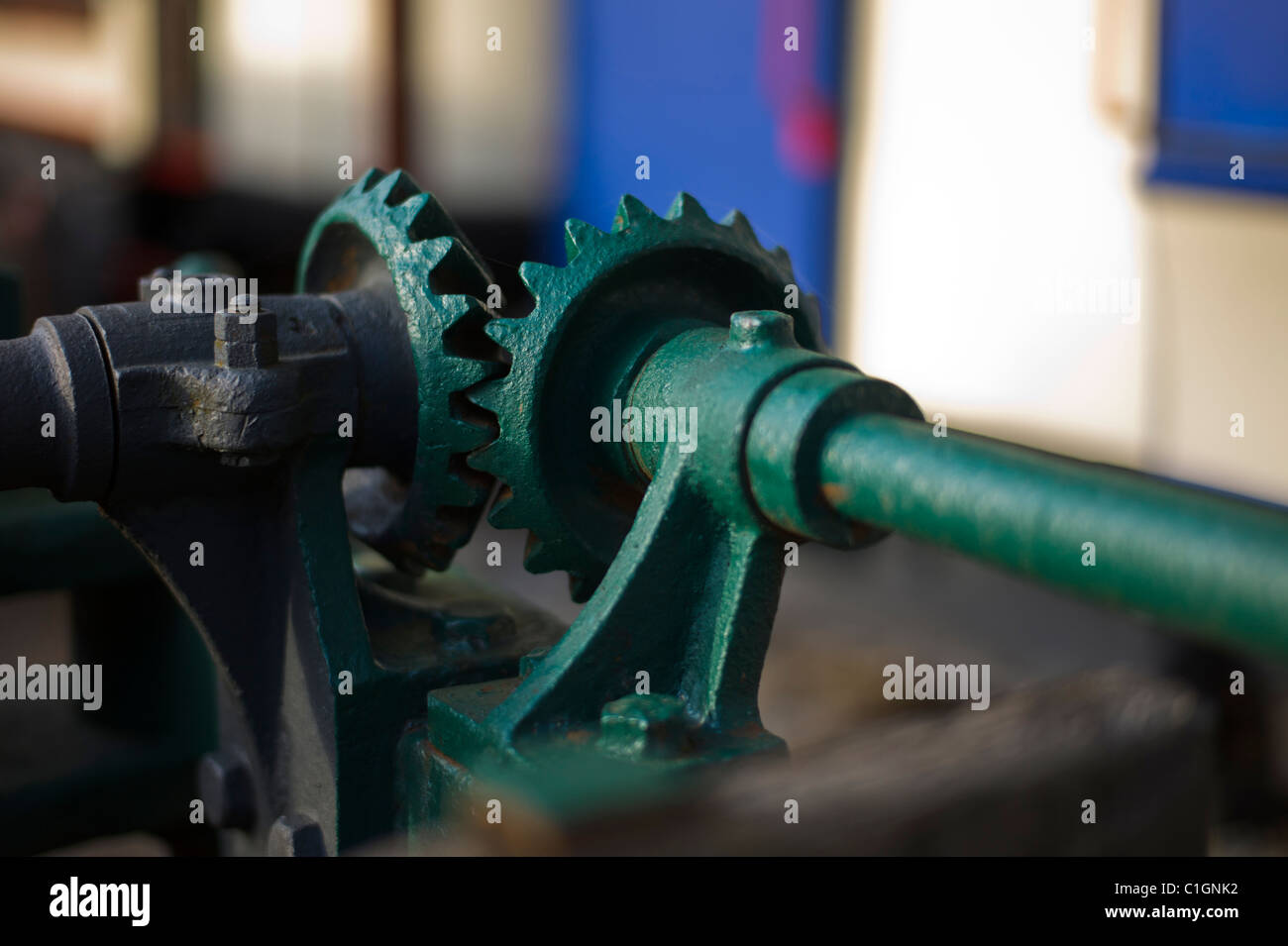 Cog transmission on an old tractor Fahrzeug Museum Marxzell near ...