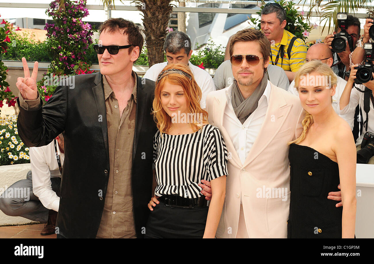 Brad Pitt, Diane Kruger, Quentin Tarantino and Melanie Laurent 2009 Cannes International Film ...