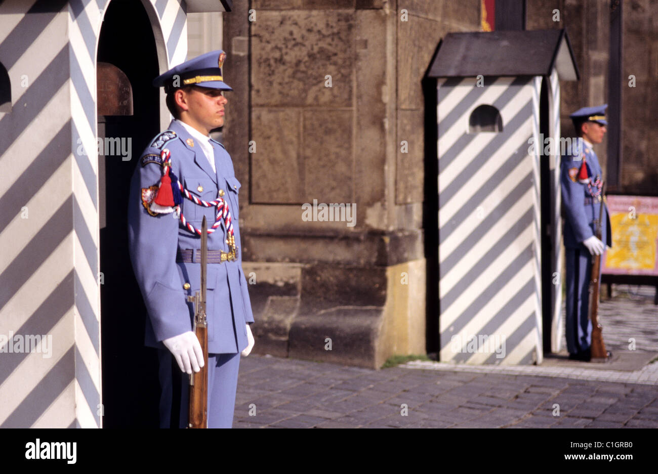Czech Republic, Prague, the castle, soldiers who stand guard Stock ...