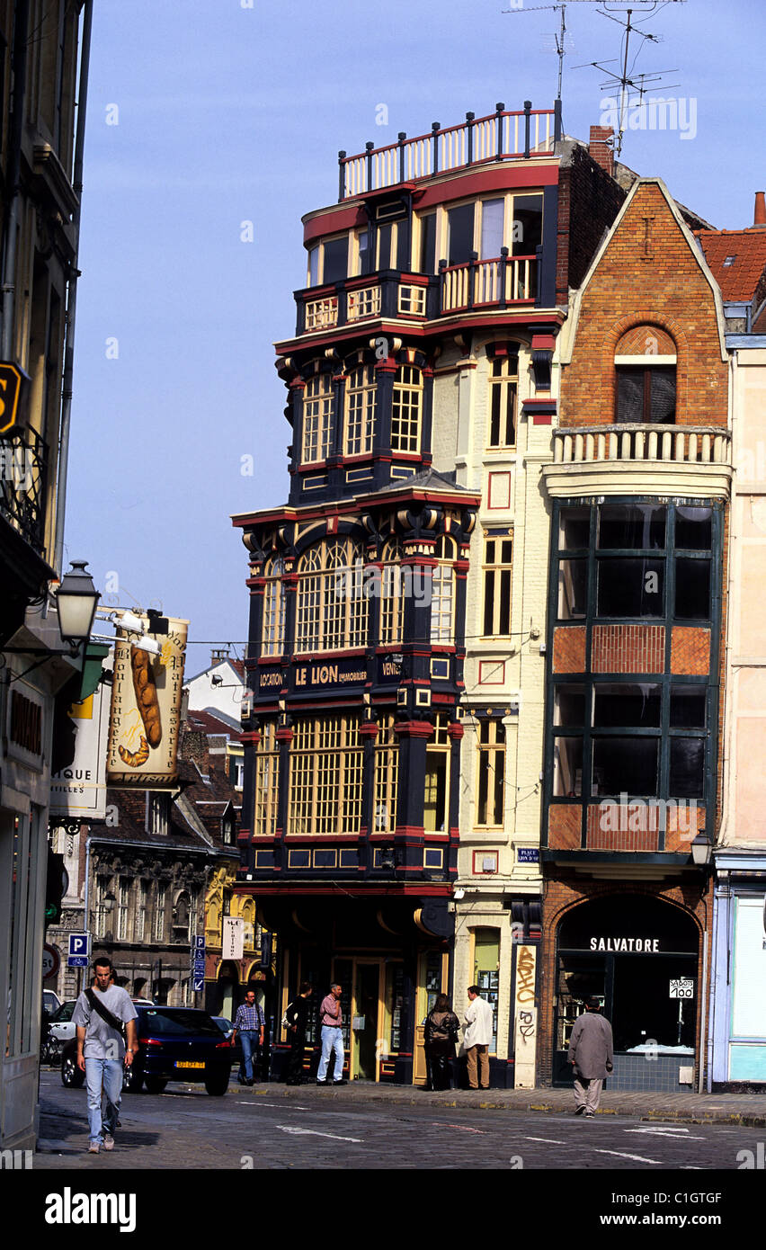 France, Nord, Lille, building of the place of the Golden Lion in the ...