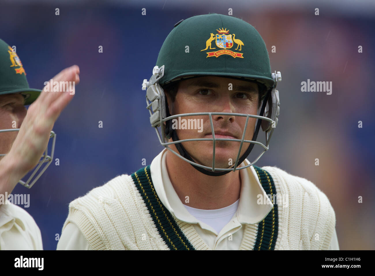 Marcus North leaves the field at the end of the days play during the ...