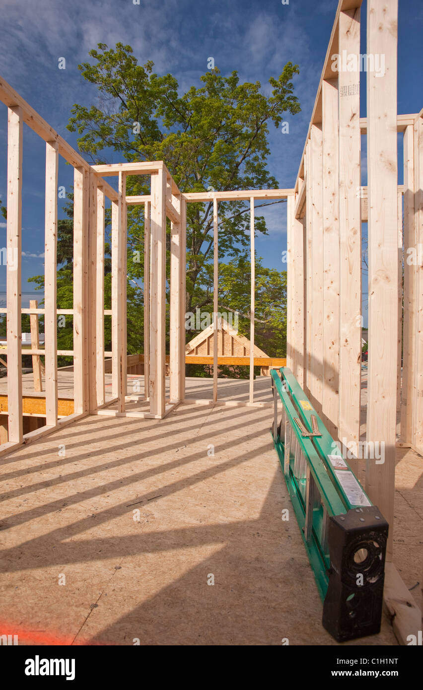 Upper story framing for a house under construction Stock Photo - Alamy