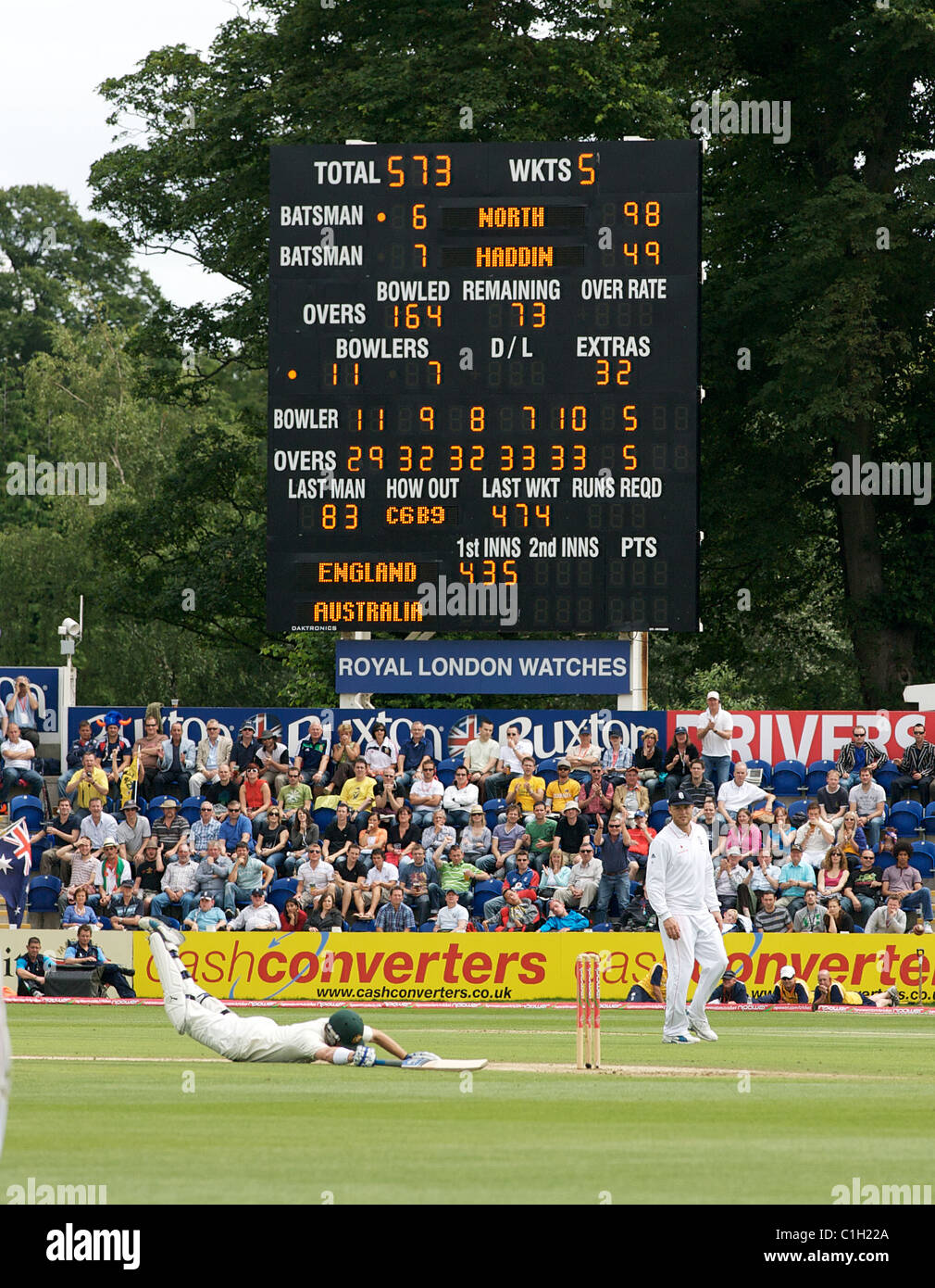 Marcus North slides in and celebrates his century during the England V ...