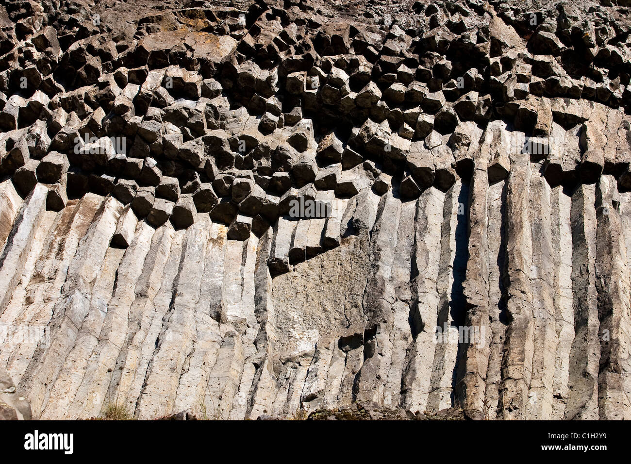France, Haute Loire, High valley of Allier, columnar jointed basalt ...