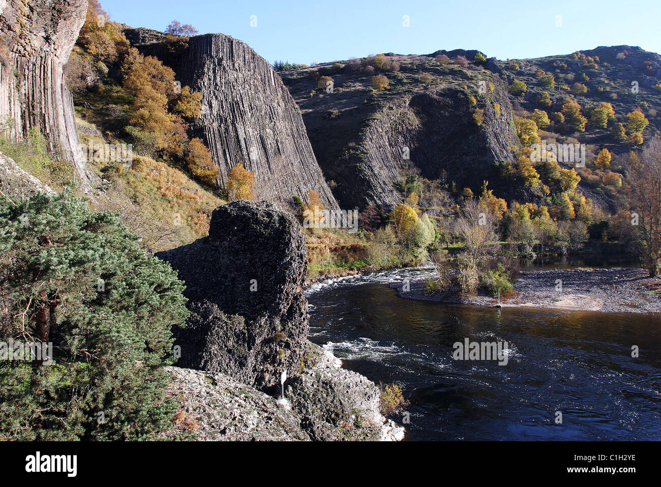 France, Haute Loire, High valley of Allier, river near Prades Stock ...