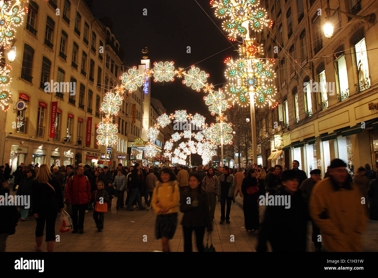 France, Rhone, city of Lyon during lights festival in december Stock ...