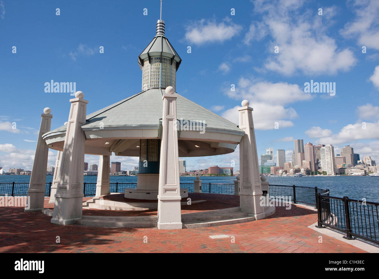 Pavilion at a harbor, Boston Harbor, East Boston, Boston, Suffolk ...