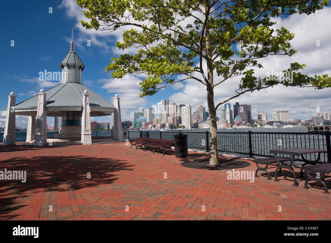 Pavilion at a harbor, Boston Harbor, East Boston, Boston, Suffolk ...