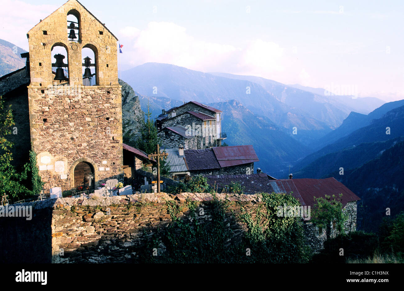 France, Alpes Maritimes, church of Roure village Stock Photo - Alamy