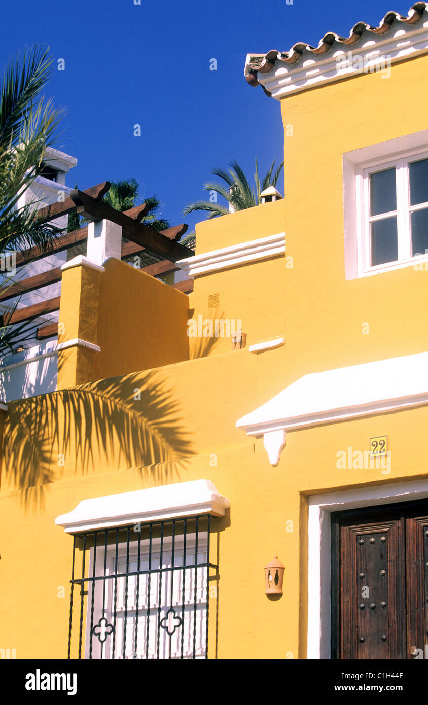 Spain, Andalusia, house frontage in a village near to Marbella Stock ...