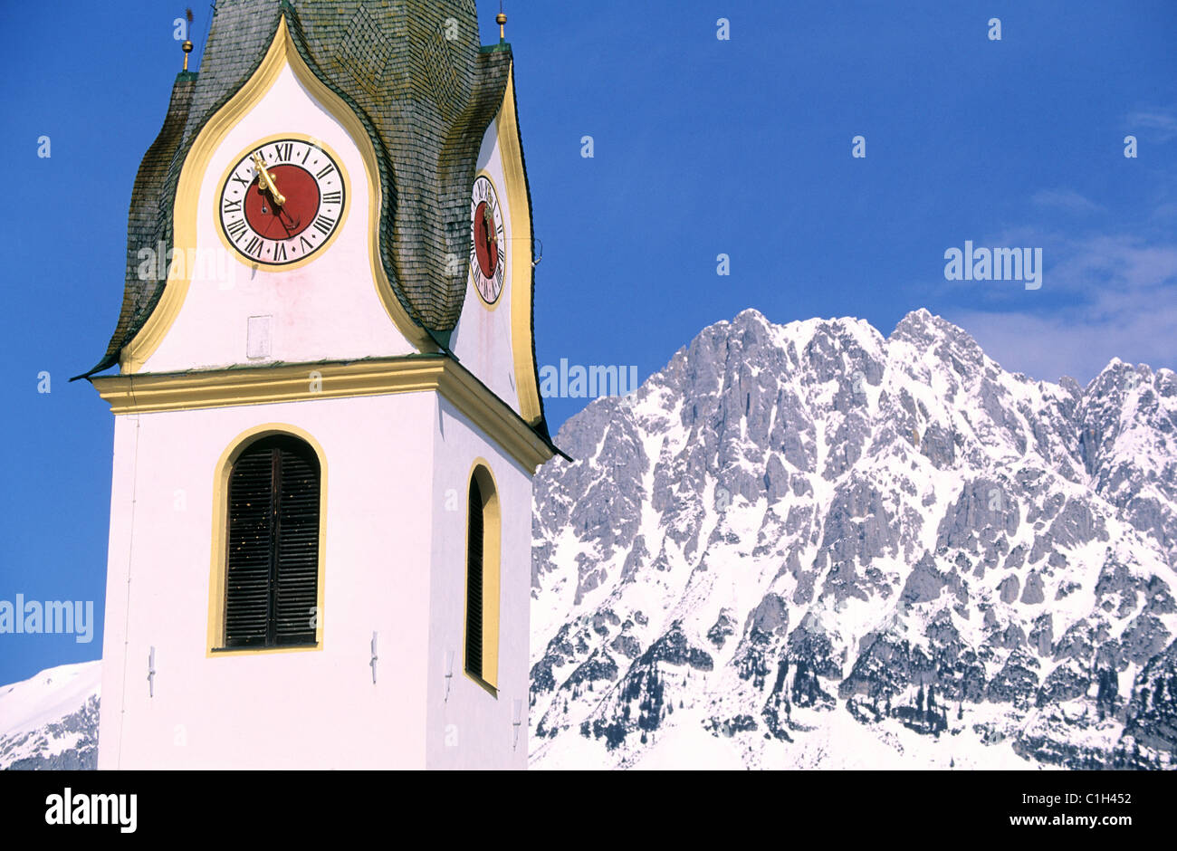 Austria, Tyrol, one of the small baroque churches of a typical village ...