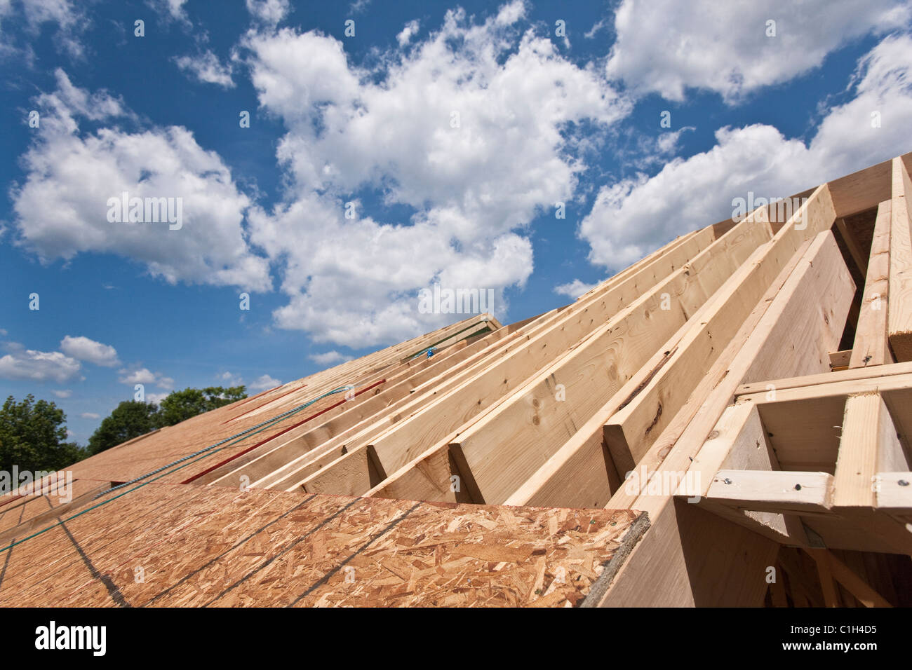 Partly constructed roof of a house Stock Photo - Alamy