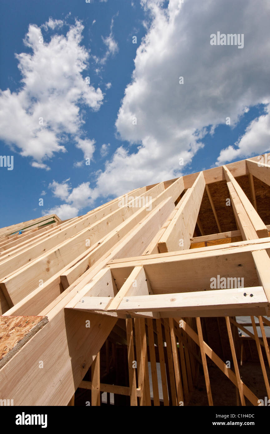 Partly constructed roof of a house Stock Photo - Alamy