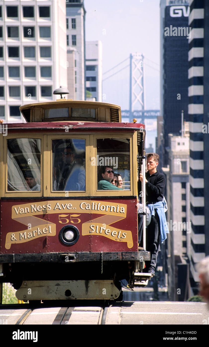 United States, California, the cable car in San Francisco Stock Photo ...