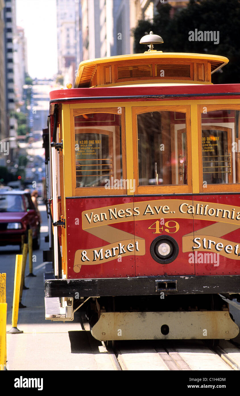 United States, California, the cable car in San Francisco Stock Photo ...