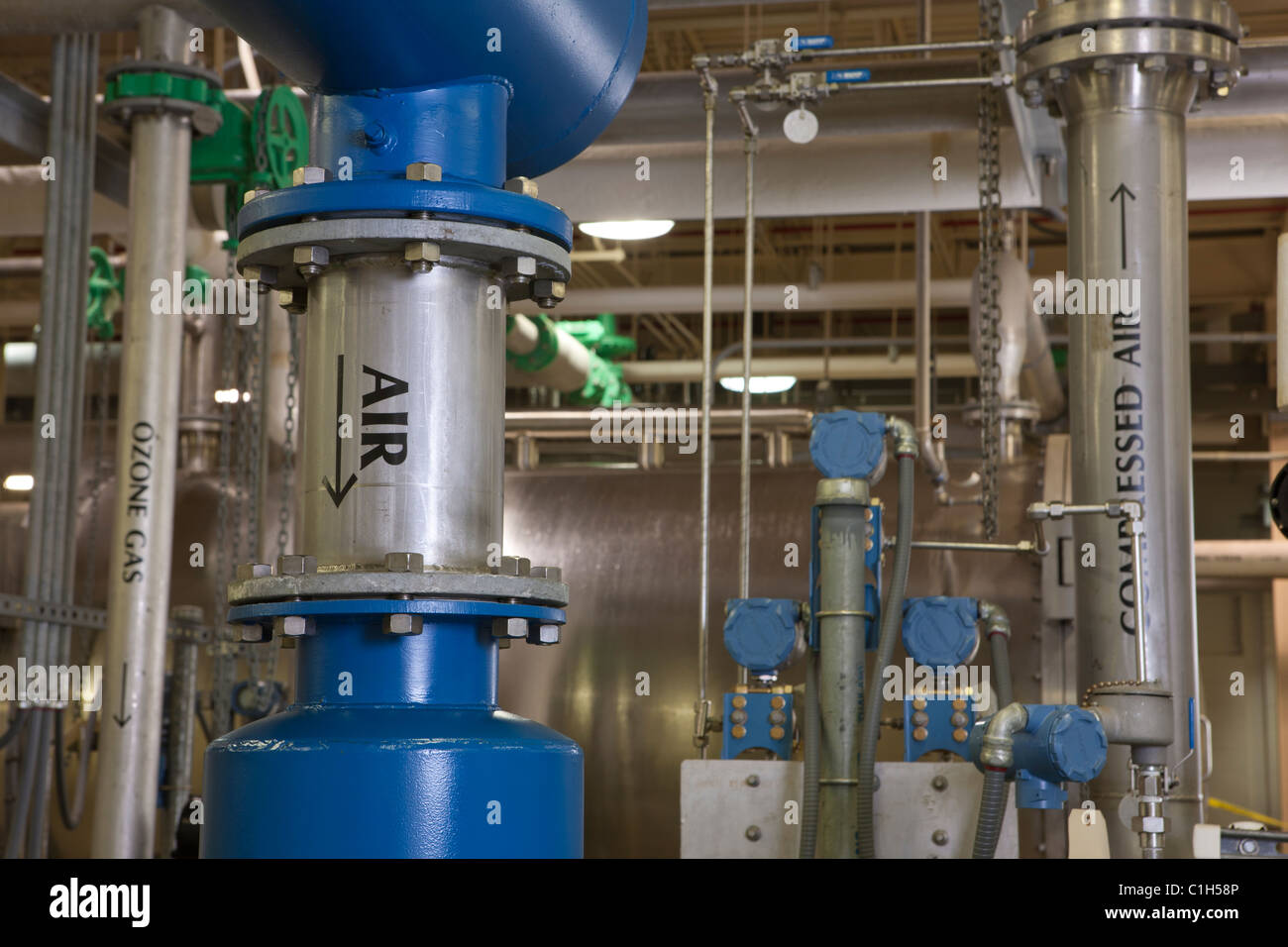 Ozone and air injection system in a water treatment plant Stock Photo ...