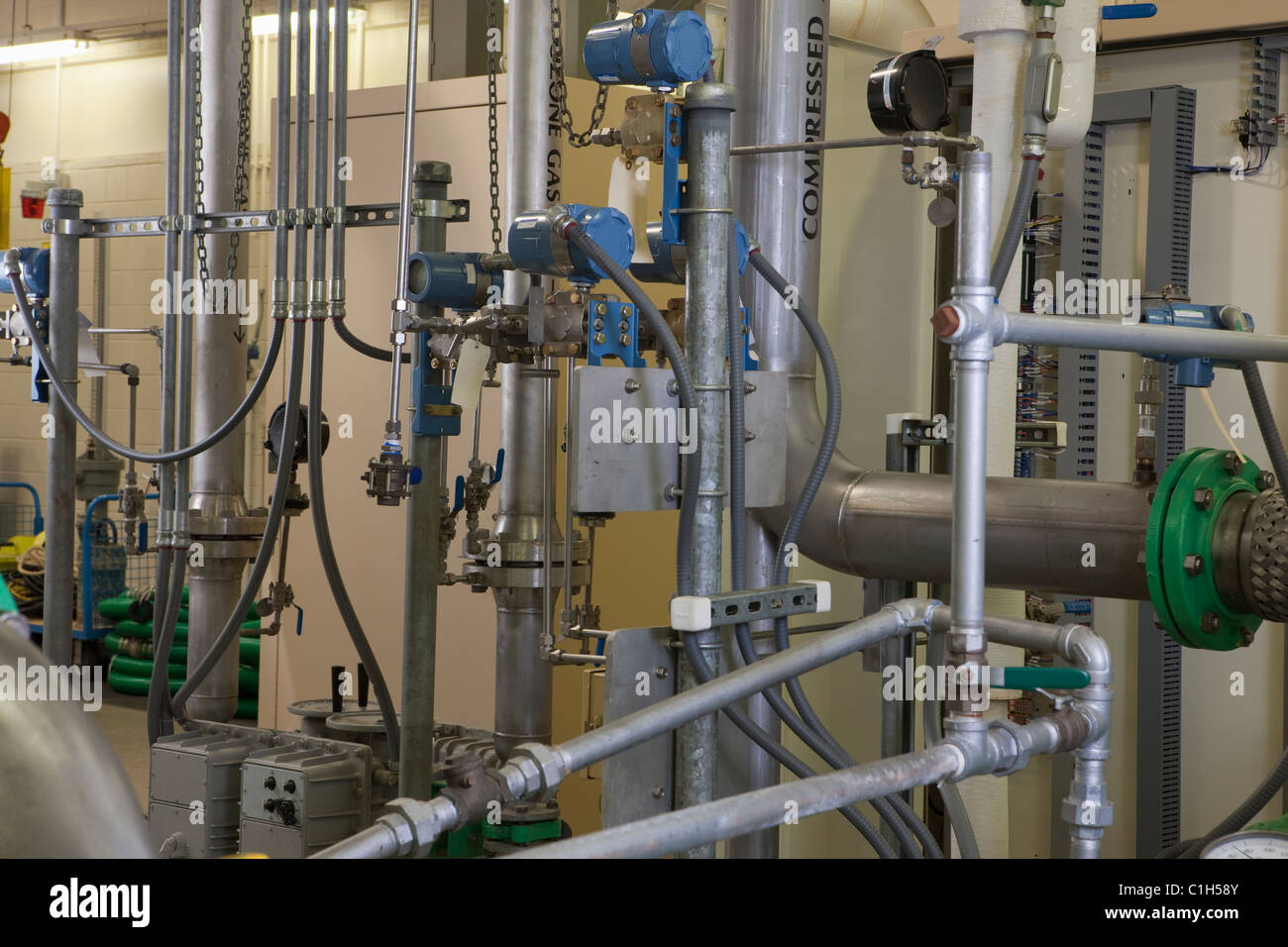 Ozone and air injection system in a water treatment plant Stock Photo ...