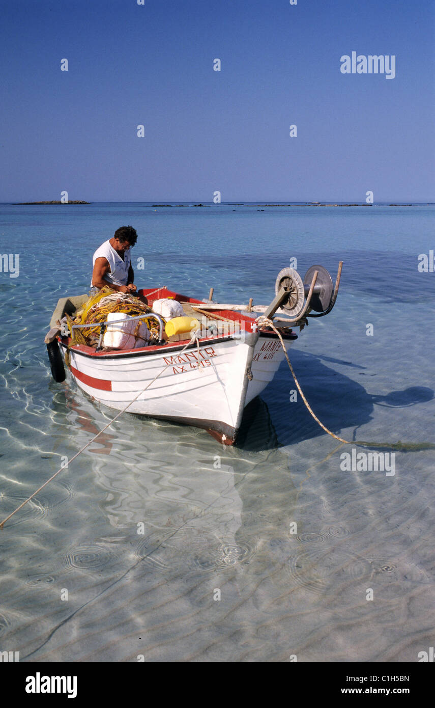 Greece, Crete, fishing boat Stock Photo - Alamy