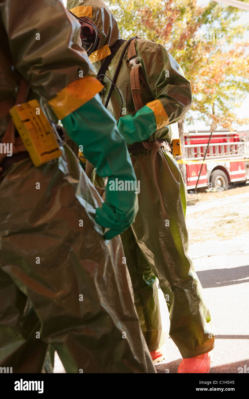 Firefighters With Hazmat Truck