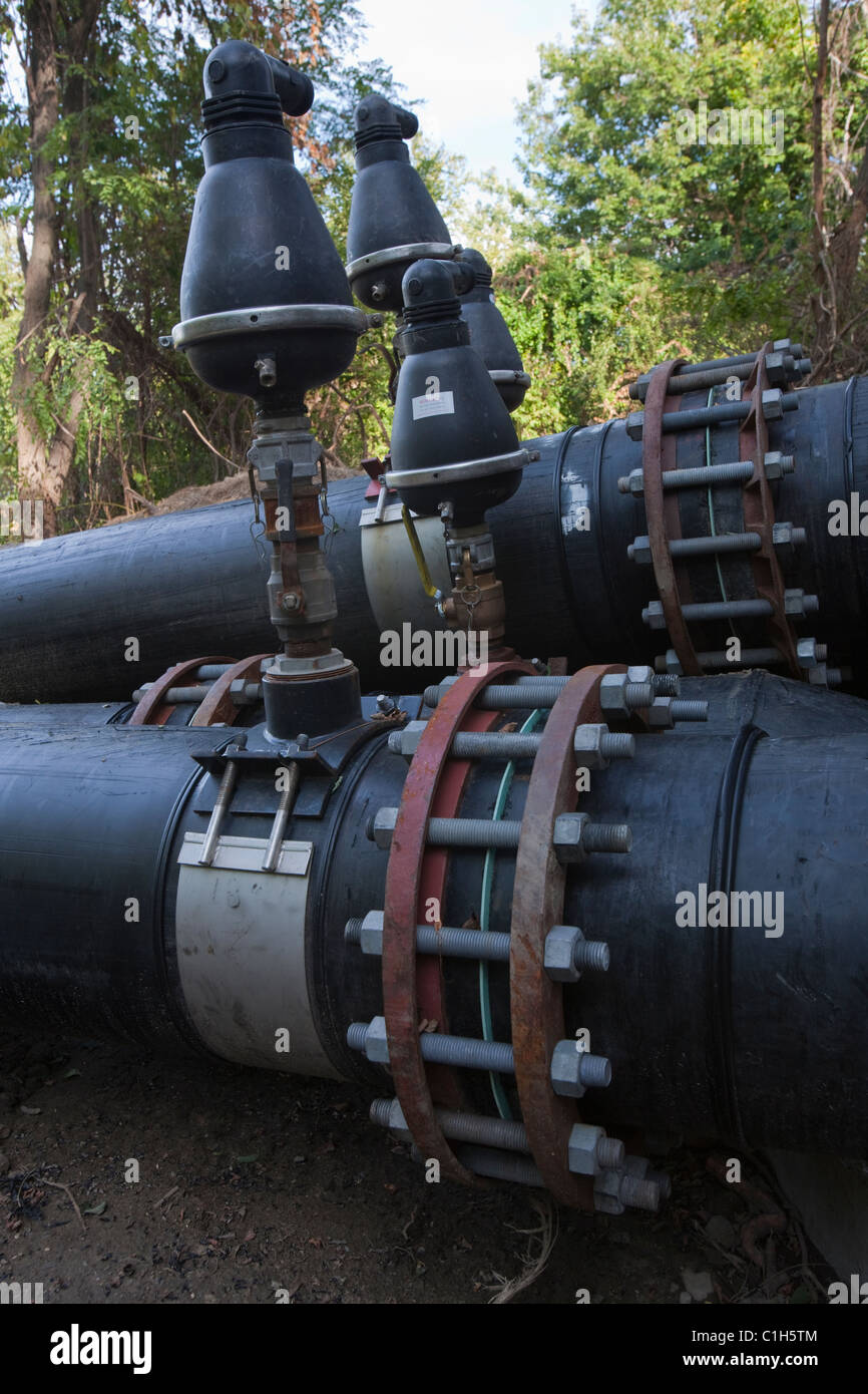 Wastewater pipeline and pump at a water treatment plant Stock Photo - Alamy