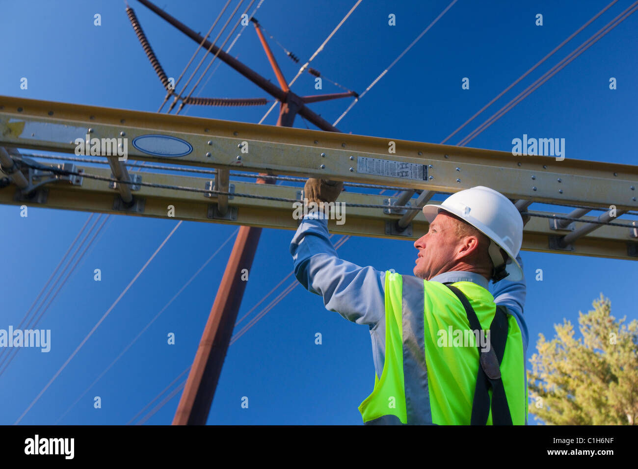 Engineer placing ladder install equipment hi-res stock photography and ...