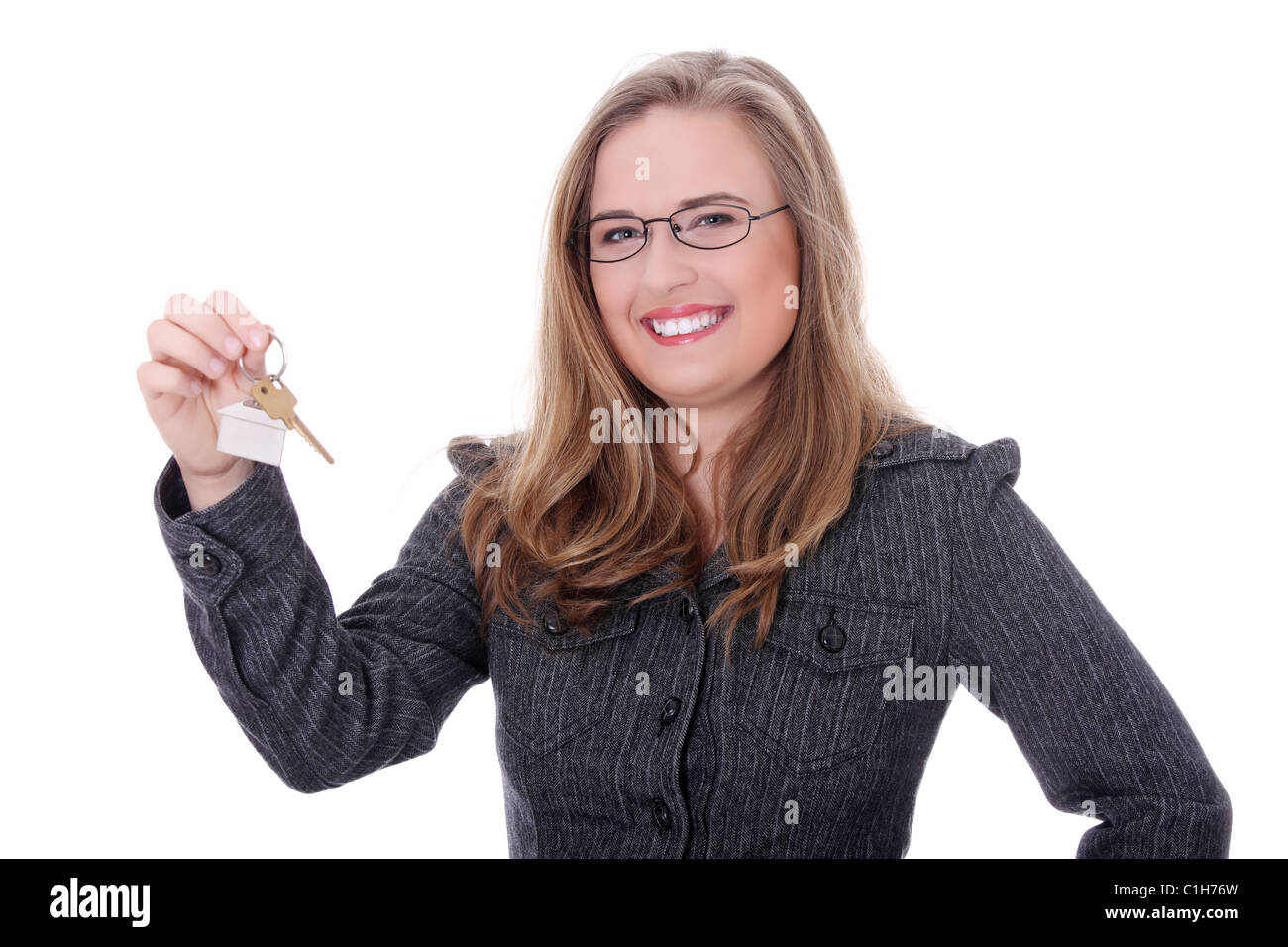 Young businesswoman (real estate agent) with house keys in hand Stock ...
