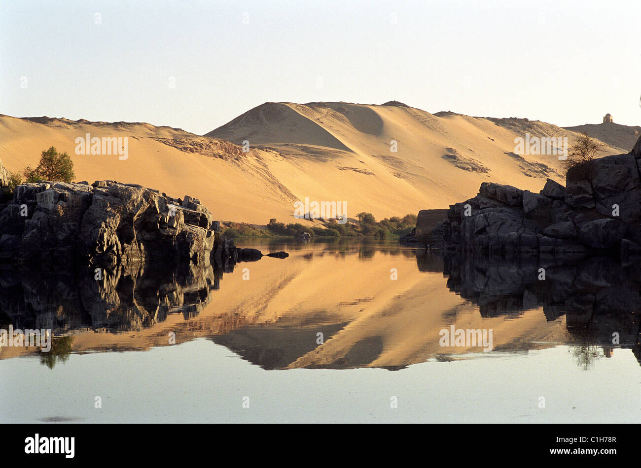 Egypt, Upper Egypt, Nile Valley, Aswan, view of the Nile river Stock ...