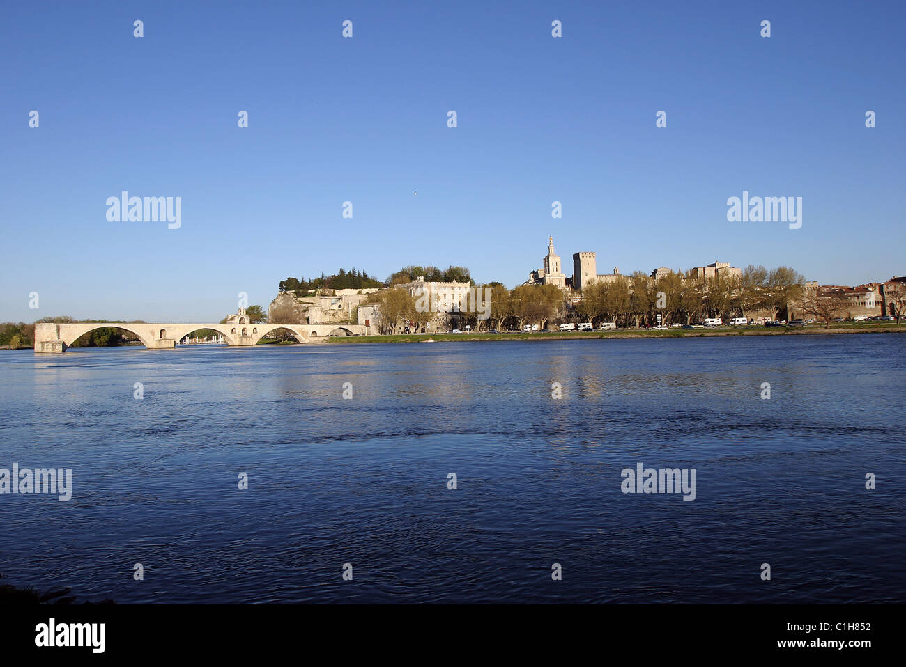 France, Vaucluse, Avignon, old town and Saint Benezet bridge listed as ...