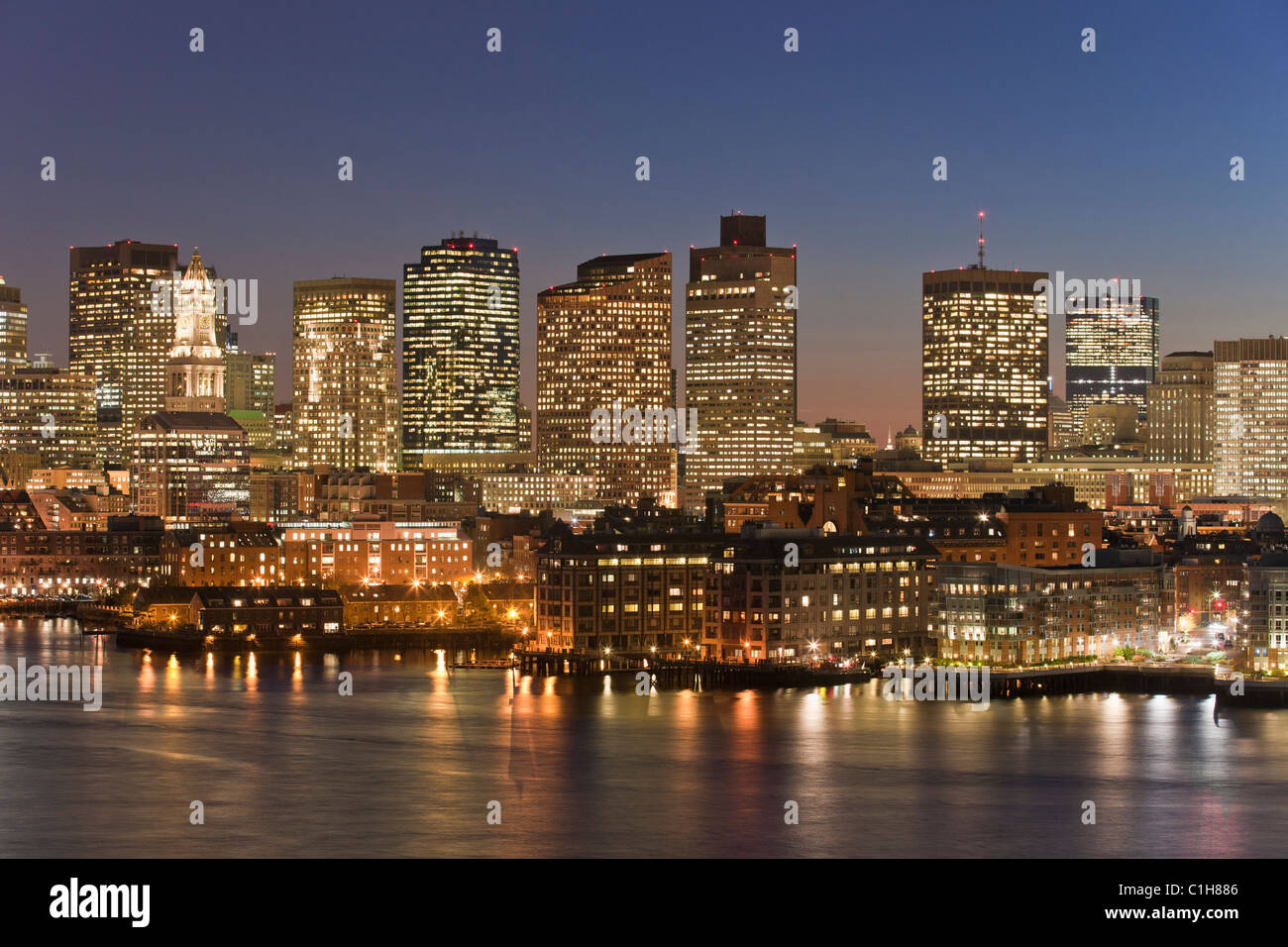 Boston harbor waterfront night hi-res stock photography and images - Alamy