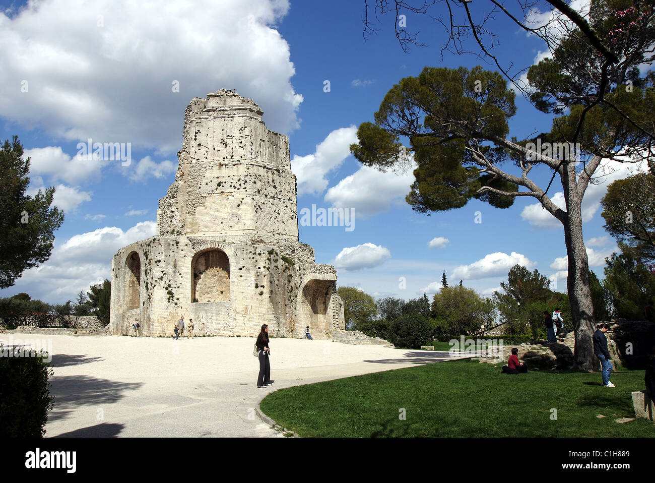 France, Gard, Nimes city, Magne Tower at the summit of Cavalier Mount ...