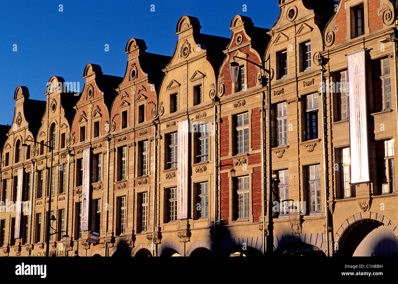 France, Pas de Calais, the Grand square (large square) of Arras city ...
