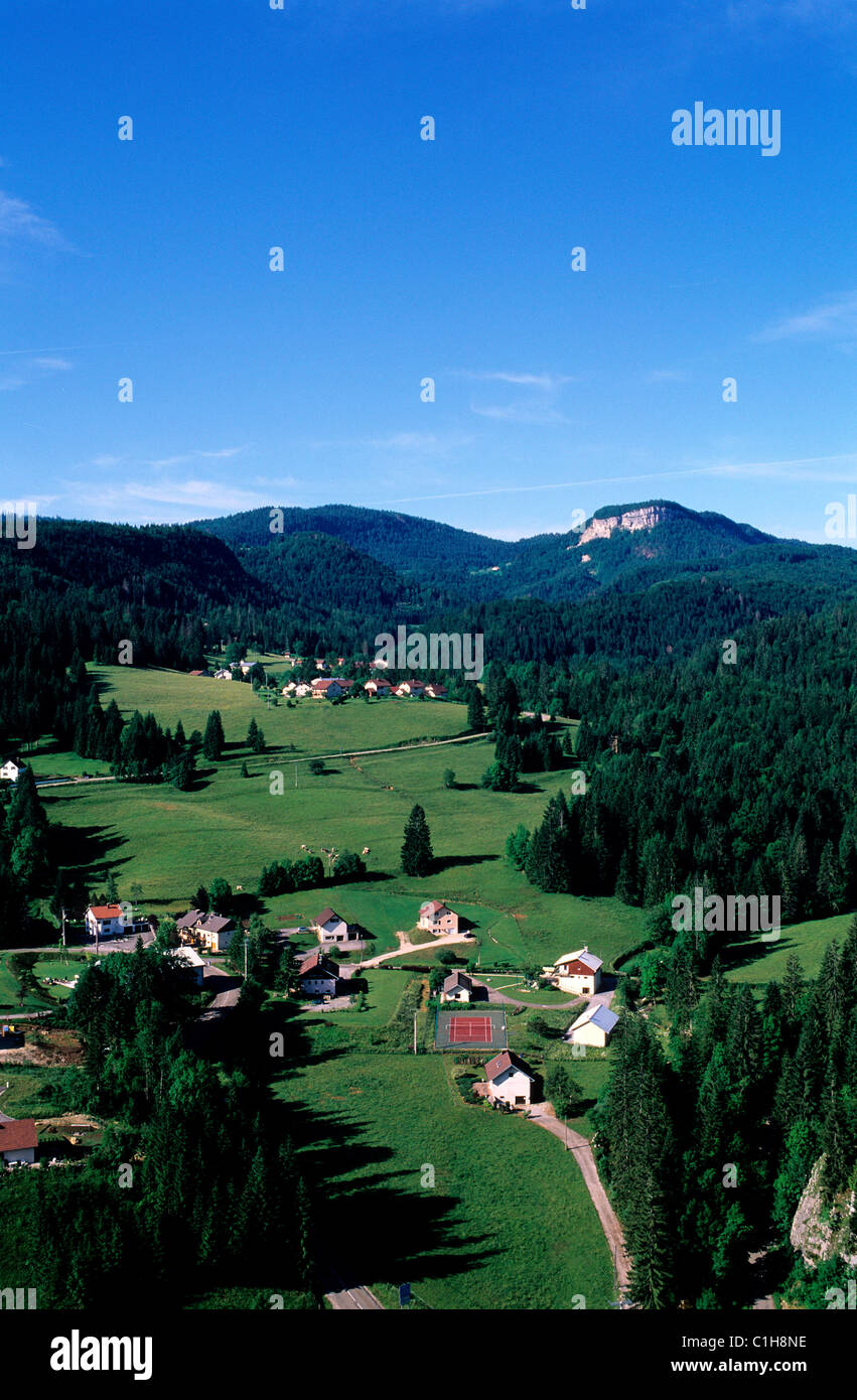 France, Jura, village of Premanon and the Bienne's mounts Stock Photo ...