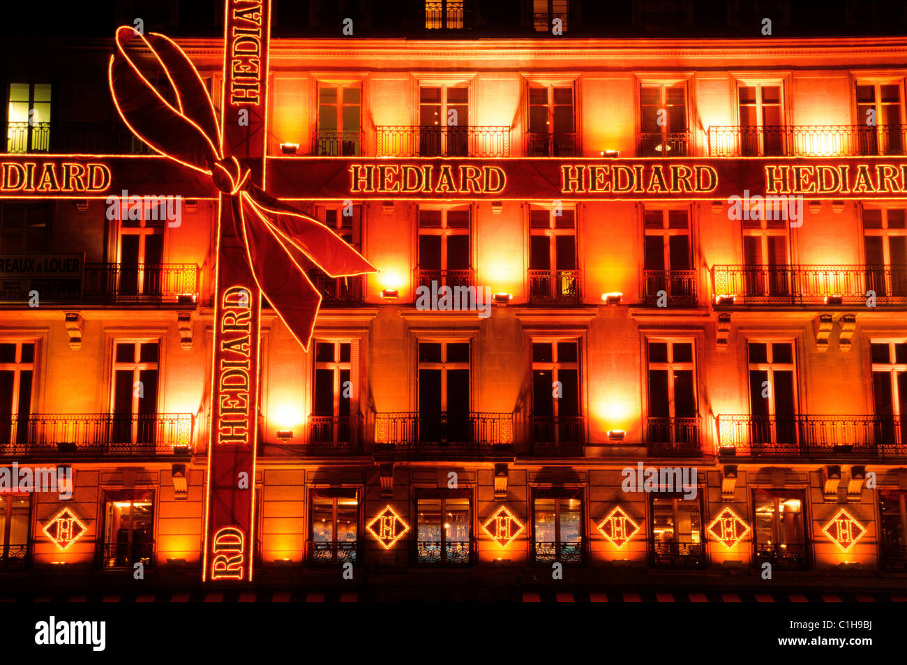 France, Paris, Hediard, delicatessen of luxury decorated for Christmas ...