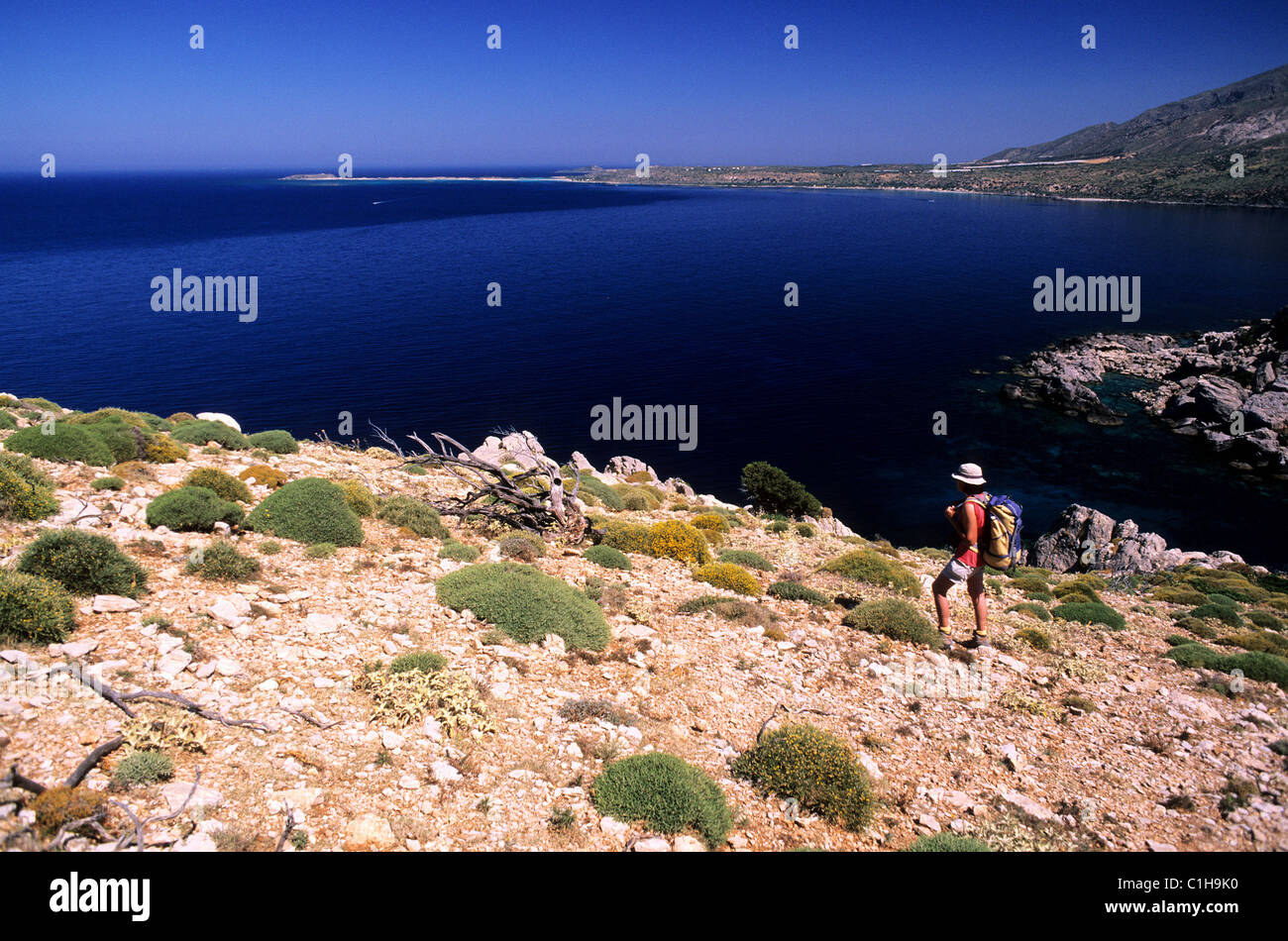 Greece, Crete, hiking on the trail E4 between Paleochora and Elafonissi ...