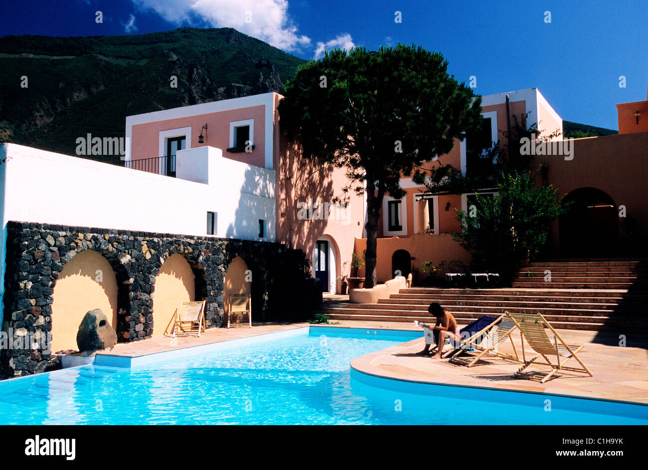 Italy, Sicily, Aeolian Islands, Island of Salina, hotel Signum in the ...