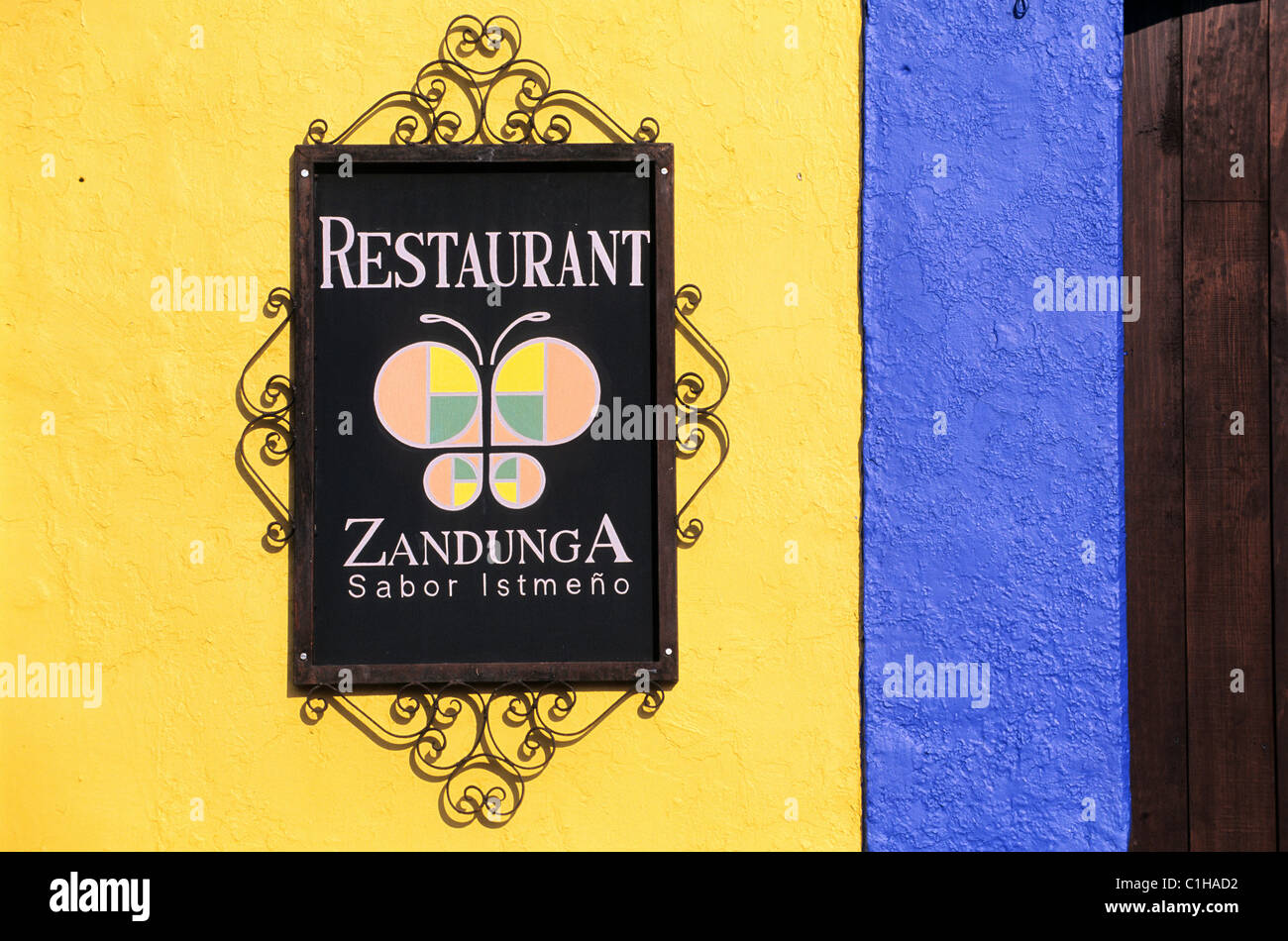 Mexico, Oaxaca State, Oaxaca city, restaurant sign in the historic ...
