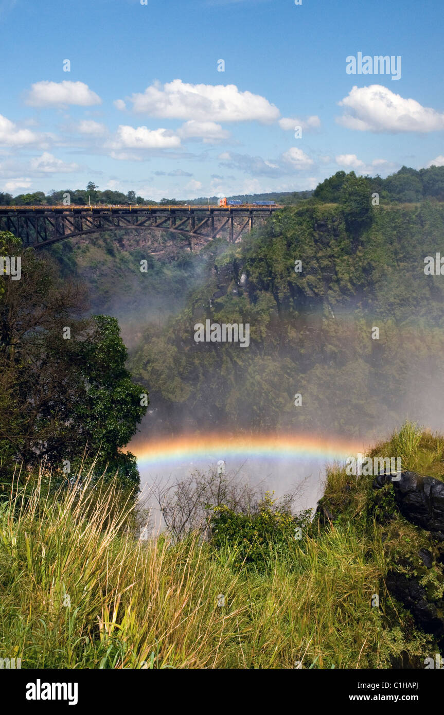 View of border bridge over the Batoka Gorge Zambezi River between ...